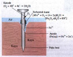 Tulis reaksi perkaratanbesi! Tunjukkan reaksi mana...