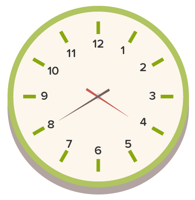 Hitunglah sudut terkecil dari jarum jam berikut!