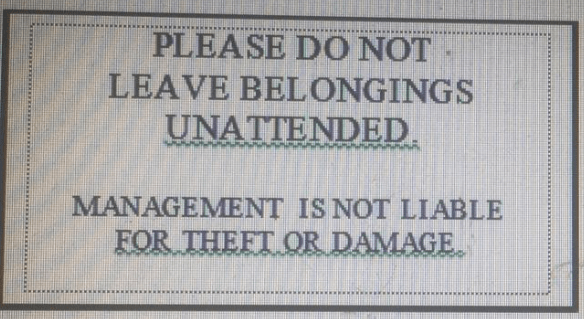 Management is not liable for theft or damage. T...
